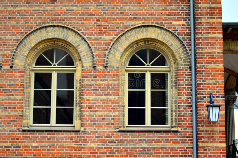Two Old Windows with Bricks and Arch Stock Photo - Image of brick ...