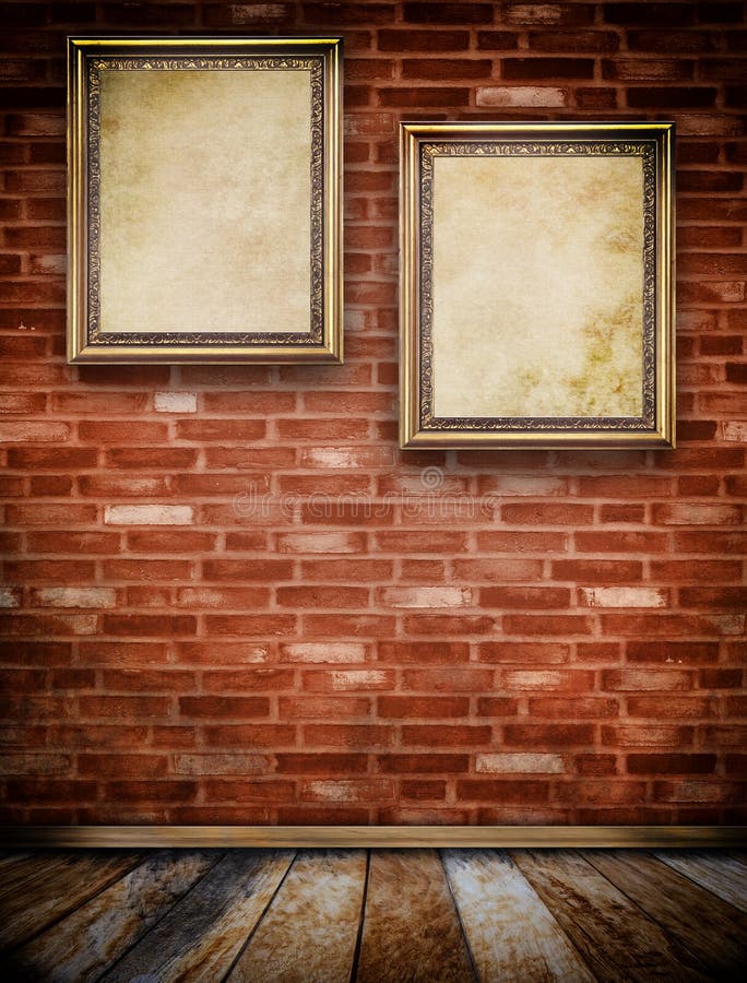 Old Bricks Wall and Old-fashioned Wooden Frame. Stock Image - Image of ...