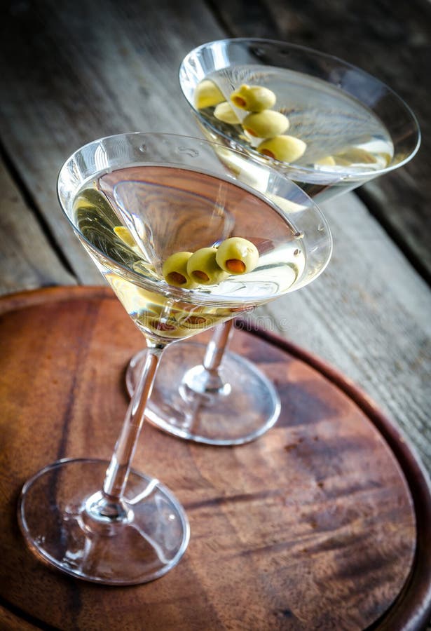 Two Olive Martini Cocktails Stock Photo - Image of cocktails, garnish ...