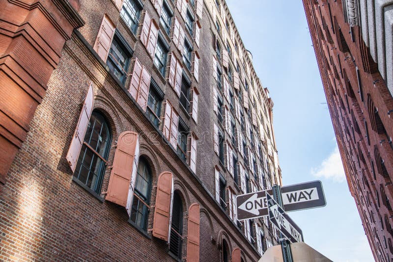 Two One way signs stock photo. Image of signs, historic - 184500366