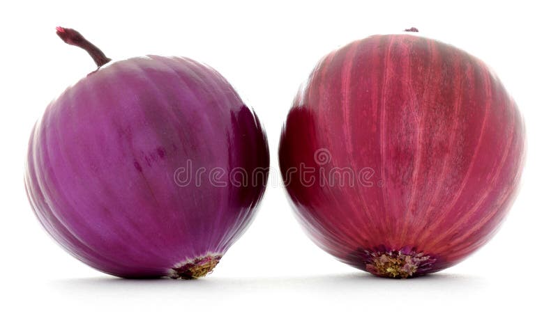 Two Onions with Red and Purple Clean Smooth Skins Isolated Stock Image ...