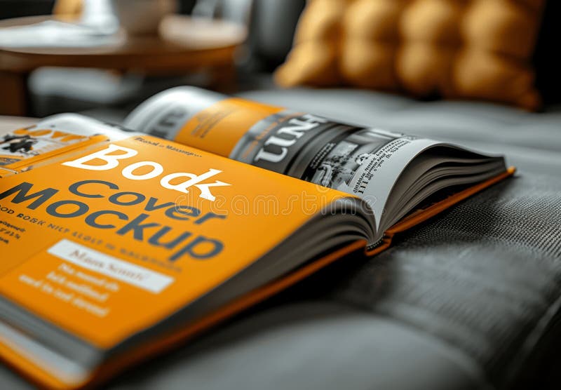 Two Open Book Mockups with Orange and White Covers for Branding Stock ...