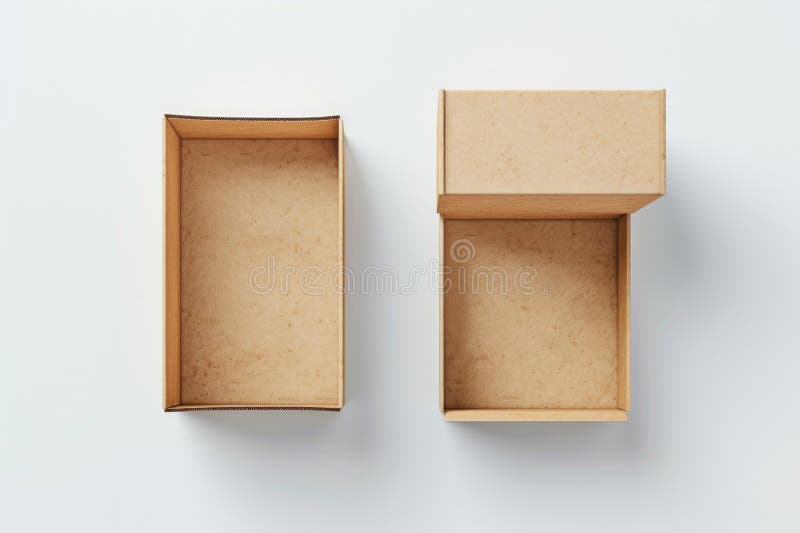 Two Open Boxes on a White Surface. Suitable for Packaging or Delivery ...
