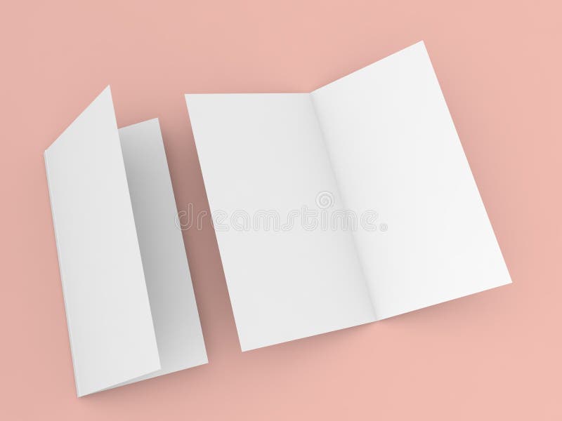 Two Open Brochure Mockups on Orange Background. Stock Illustration ...