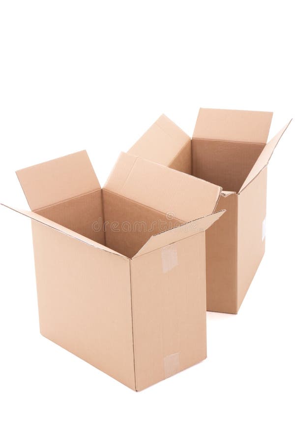 Open Brown Corrugated Cardboard Boxes Over White Stock Photos - Free ...