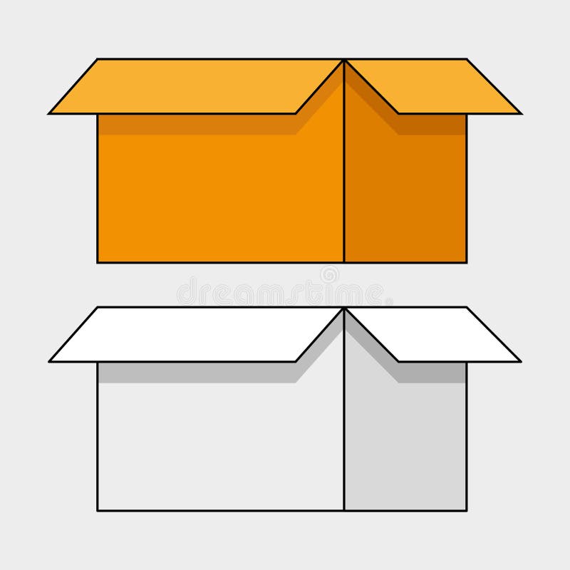 Two Open Cardboard Boxes in Different Colors Stock Vector ...