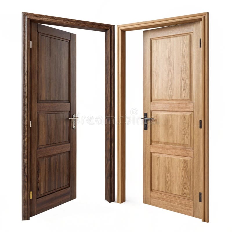Two Open Doors on White Background Stock Illustration - Illustration of ...