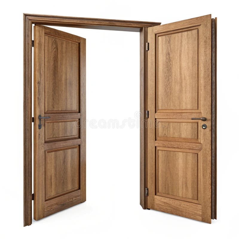 Two Open Doors on White Background Stock Illustration - Illustration of ...