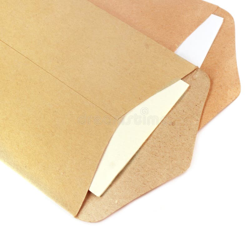 Open Brown Envelope with Blank Letter Stock Image - Image of envelope ...