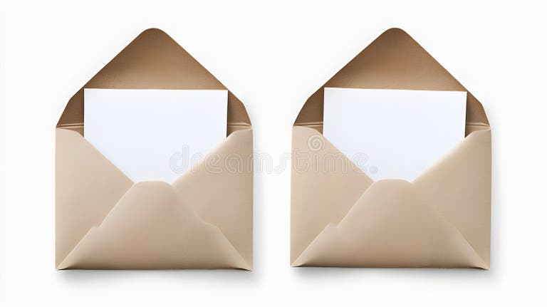 Two Open Envelopes with Blank Letters on White Background Stock Photo ...