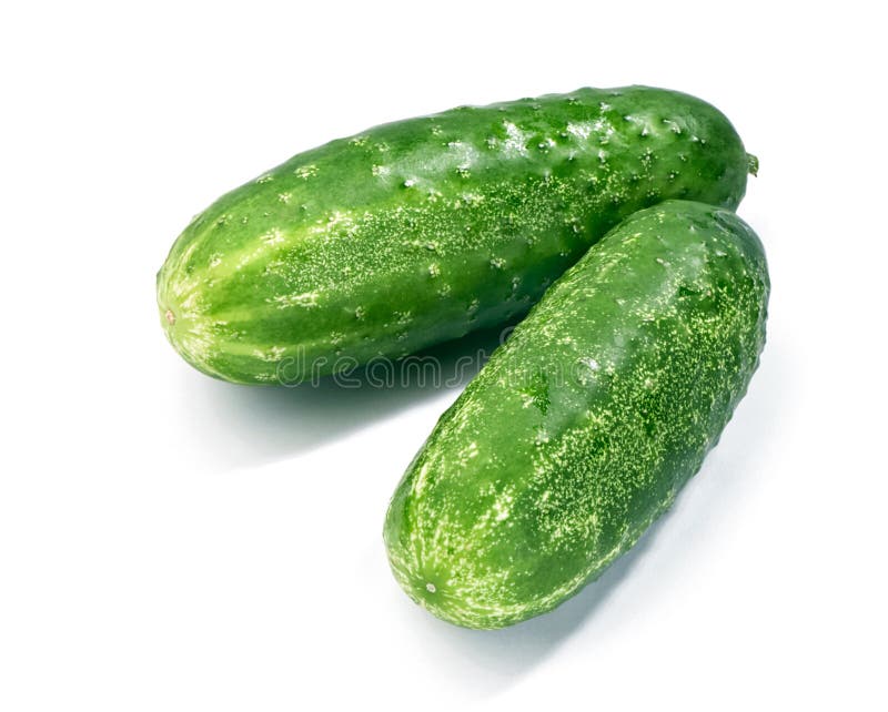 Two Open Grounded Green Cucumbers Close-up Isolated on White Background ...