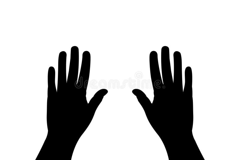 Two Open Hand Palms Silhouette, Black and White Vector Illustration ...