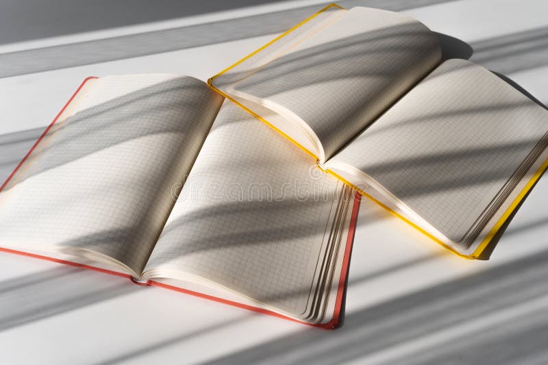 Open Notebooks with Grid Pages Stock Photo - Image of organization ...