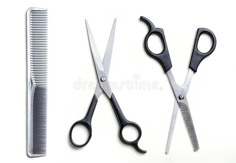 Barber Scissors with Lock of Blonde Hair Isolated Stock Image - Image ...