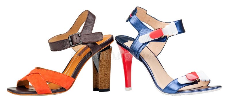 Two Open-toe Women Shoes Isolated Over White Stock Image - Image of ...