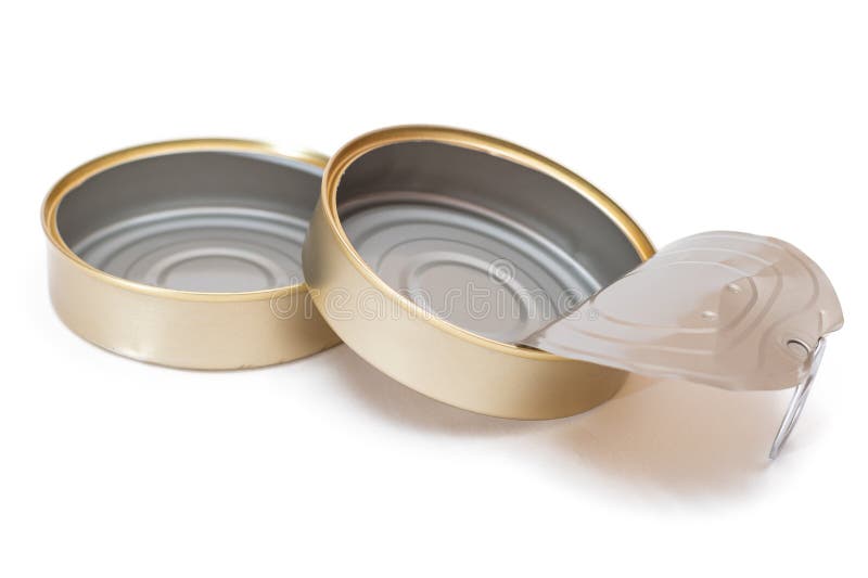 Two Opened Empty Tin Cans Isolated on White Background Stock Photo ...