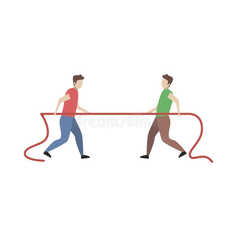 Two opponents pull a rope stock vector. Illustration of young - 168370156