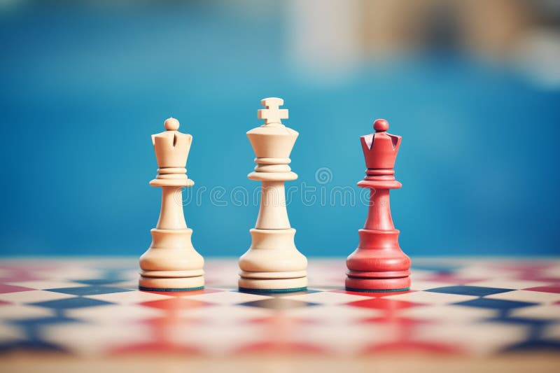 Two Opposing Chess Pieces on a Checkerboard Stock Image - Image of ...