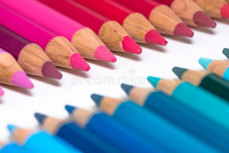 Two Opposite Rows with Colorful Crayons Stock Photo - Image of ...