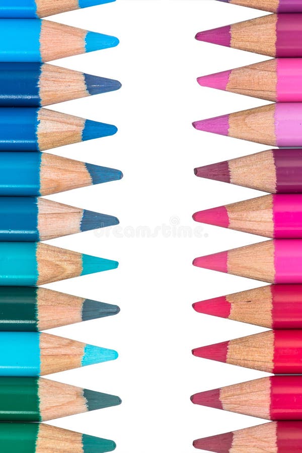 Two Opposite Rows with Colorful Crayons Stock Photo - Image of assorted ...