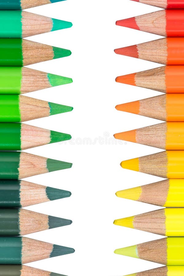 Two Opposite Rows with Colorful Crayons Stock Image - Image of design ...