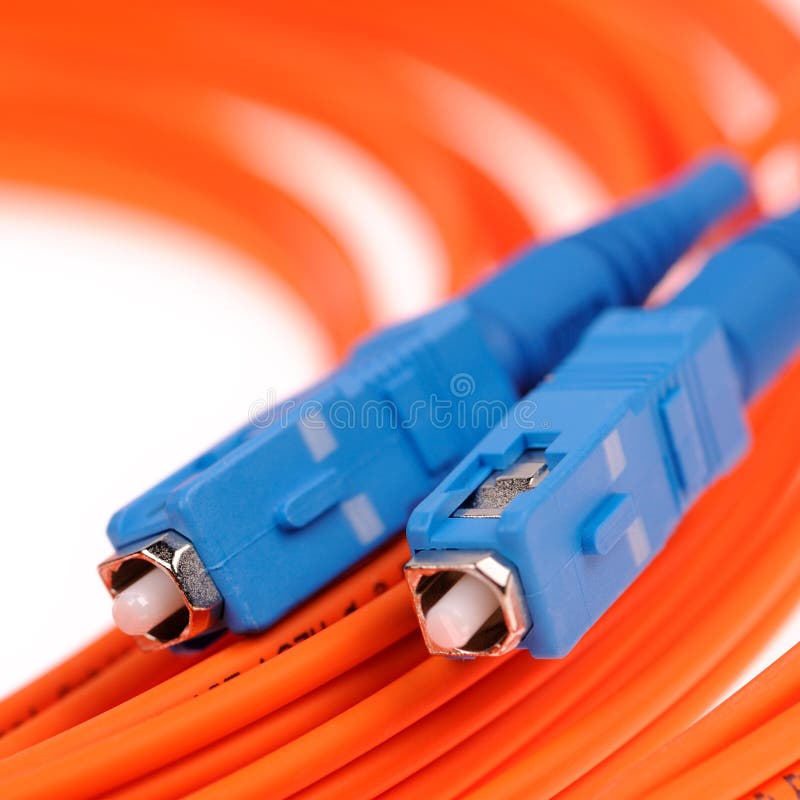 Six Optical Plugs of Dark Blue Color Sc on a White Background Stock ...