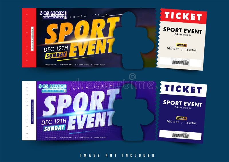 Two Option Ticket or Voucher Design Vector, Sport Event with Theme with ...