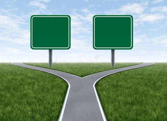 Two Options with Blank Road Signs Stock Illustration - Illustration of ...