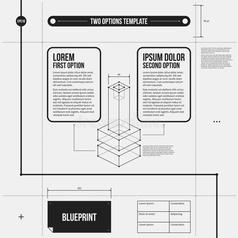 Two Options Layout in Draft Style with Abstract Isometric Object Stock ...