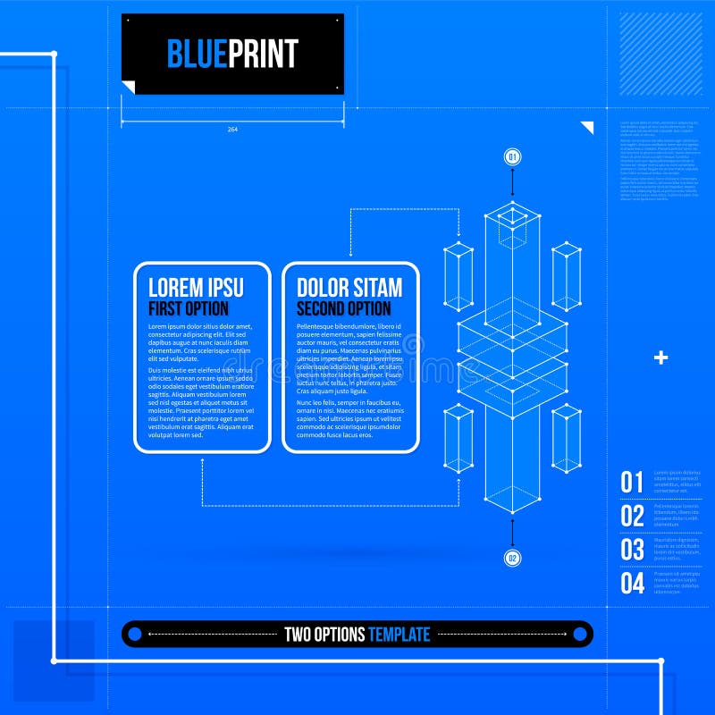 Two Options Template with Abstract 3d Element in Blueprint Style. EPS10 ...