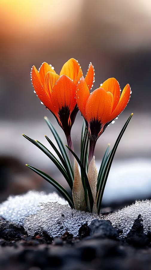 Orange crocuses stock image. Image of blossom, spring - 176333123