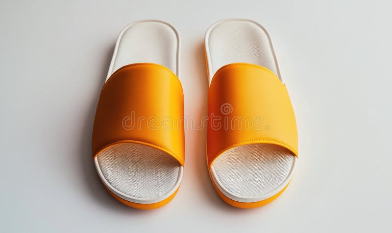 Two Orange Flip Flops are Shown on a White Background Stock Photo ...
