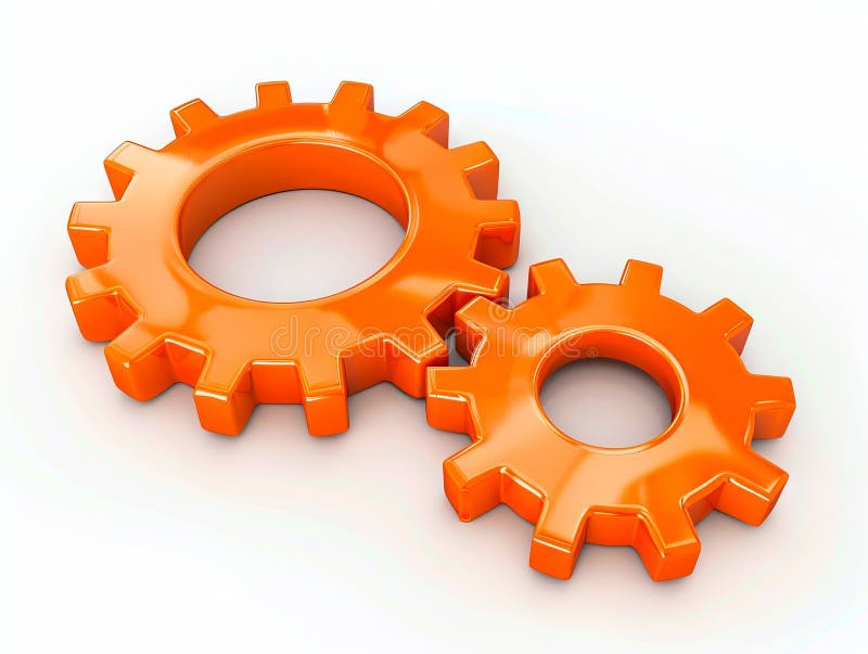 Two Orange Gears on a White Background Stock Photo - Image of gear ...