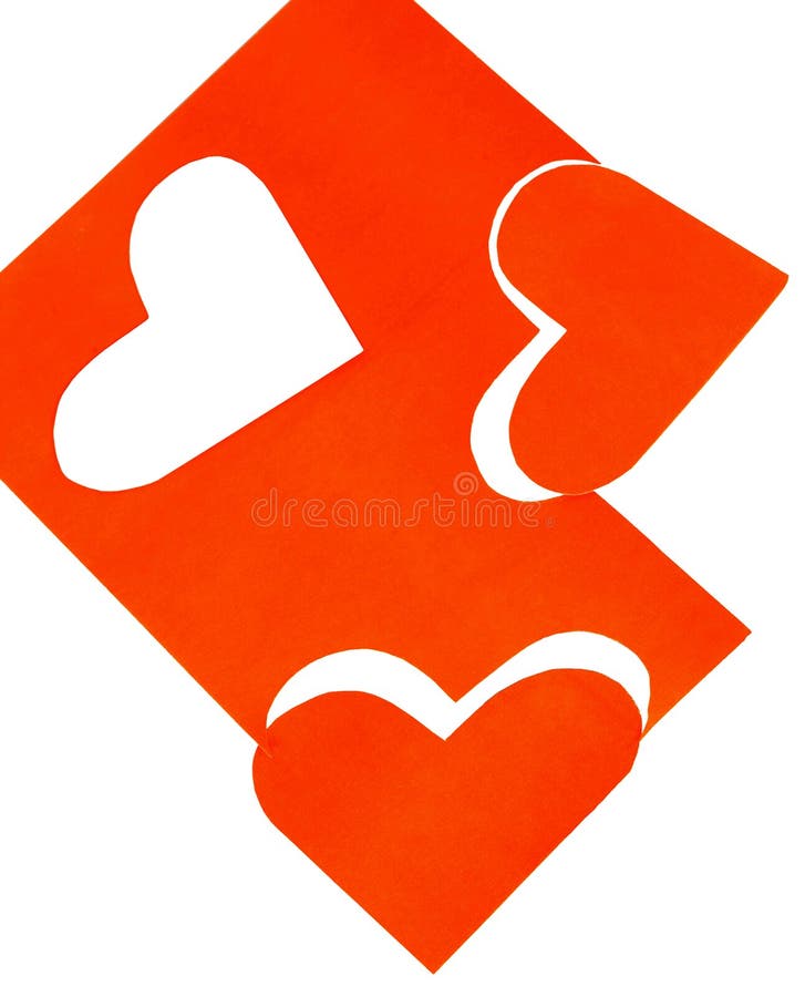 Two Orange Heart Shapes Cut Out of Paper Stock Image - Image of ...
