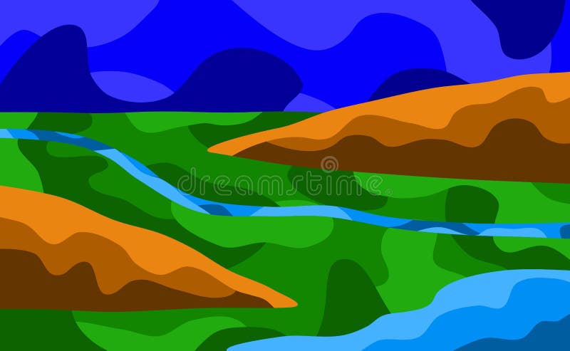 Two Orange Hills in Green Field Stock Vector - Illustration of ...
