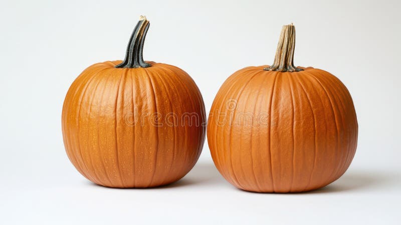 Two Orange Pumpkins Sit Together on a White Background Stock ...