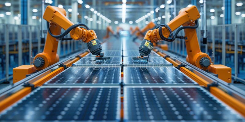 Automated Solar Panel Assembly Line Stock Illustration - Illustration ...