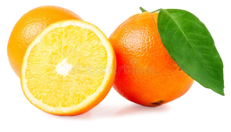 Two Orange and Slice Isolated on White Background Stock Image - Image ...