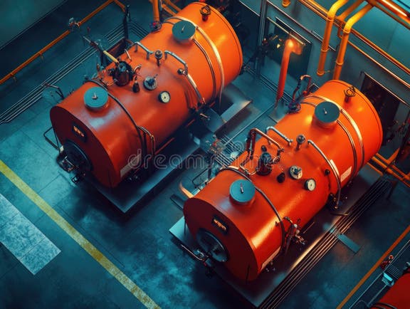Two Orange Storage Tanks Side by Side Stock Photo - Image of orange ...