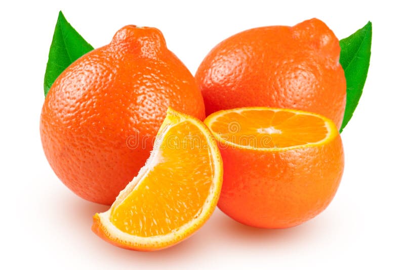Two Orange Tangerine or Mineola with Leaves Isolated on White ...