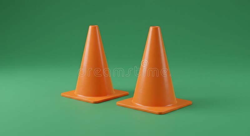 Orange Traffic Cones on Green Background Stock Image - Image of ...
