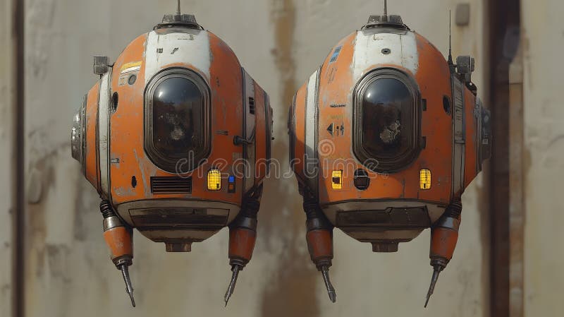 AI-Generated Rusty Robot Duo Stock Photo - Image of legs, hovercraft ...