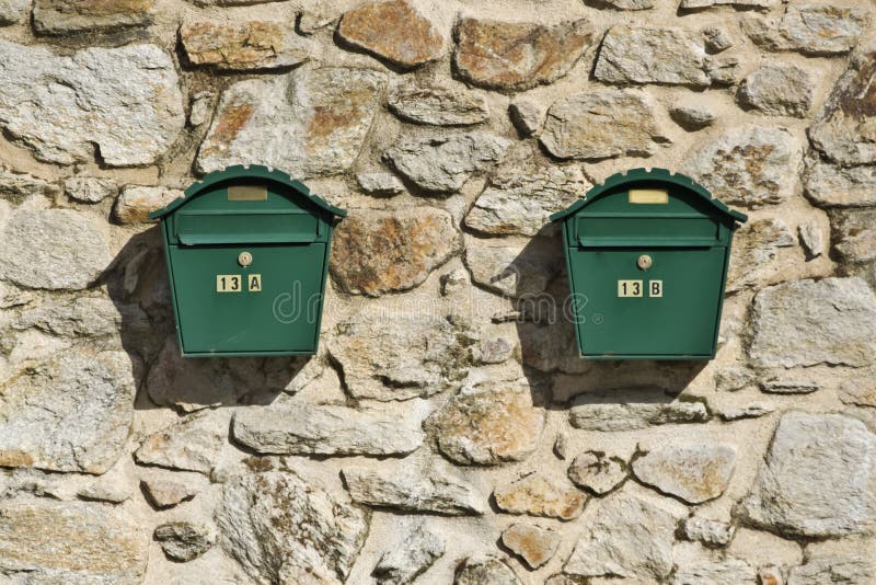 Two ordinary post boxes stock image. Image of interior - 56570427