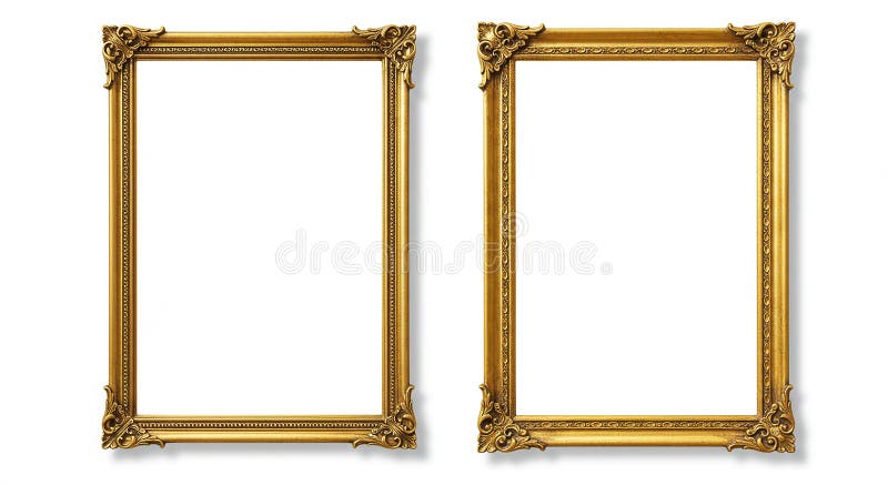 Two Ornate Rectangular Gold Frames with Intricate Corner Designs and ...