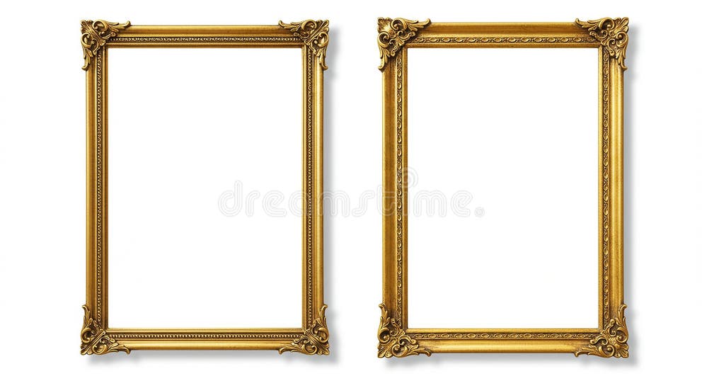 Two Ornate Rectangular Gold Frames with Intricate Corner Designs and ...