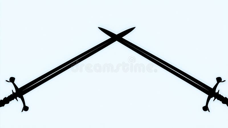 Two Ornate Swords Crossed in an X Shape on a Light Background. Simple ...