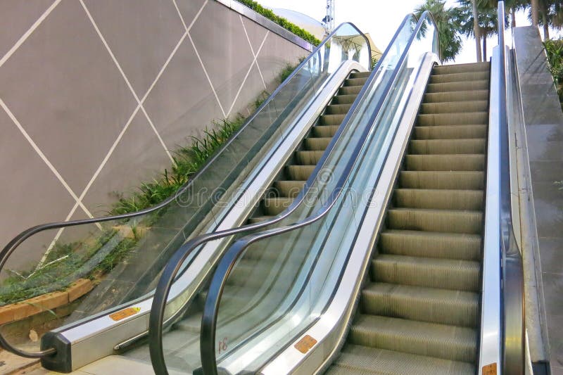 Outdoor Escalators of Modern Building Stock Photo - Image of metal ...