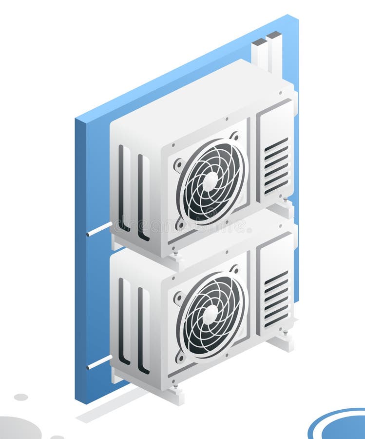 Two Outdoor Units of Air Conditioner. Isometric Concept Stock Vector ...