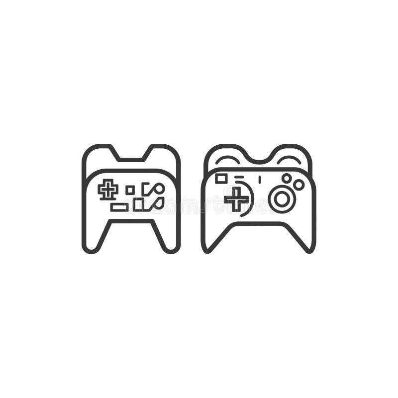 Two Line Art Game Controllers: Modern Gaming Icon Set Stock Vector ...