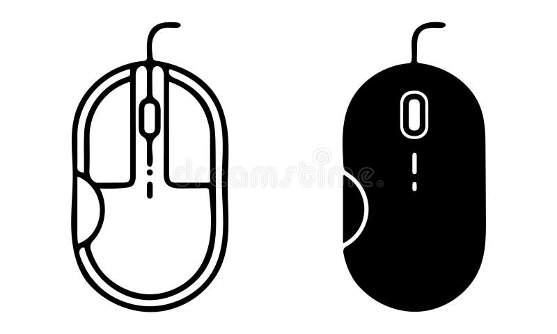 Simple Black and White Computer Mouse Icons Stock Vector - Illustration ...